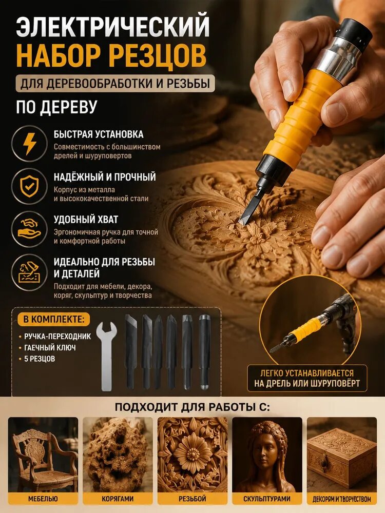 Набор электронных резцов для деревообработки, резьбы по дереву и корням мебели