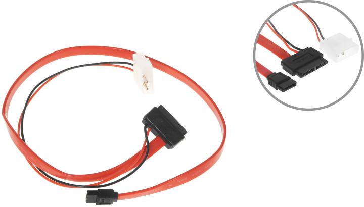 Кабель Combo SATA Cablexpert CC-SATA-C3, Molex4pin(M) 30см+Sata7pin(M) 50см / MiniSata 6pin+7pin(F), медн. пров, пакет