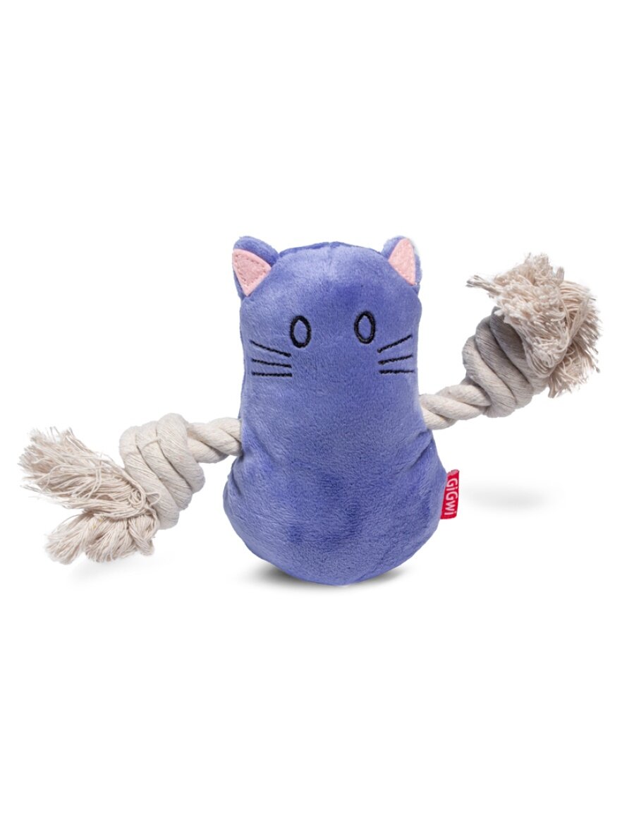 Игрушка для собак Gigwi Кот с пищалкой 15см, серия CATCH & FETCH