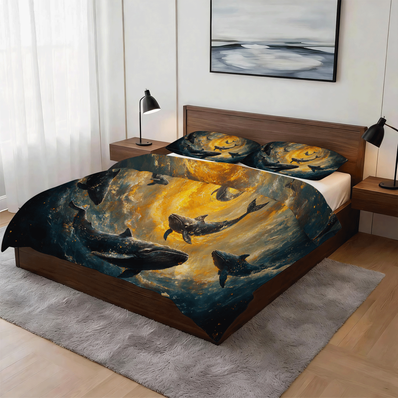 Кит Одеяло, всесезонное, легкое мягкое, Стираный хлопок, 200 x 220 см