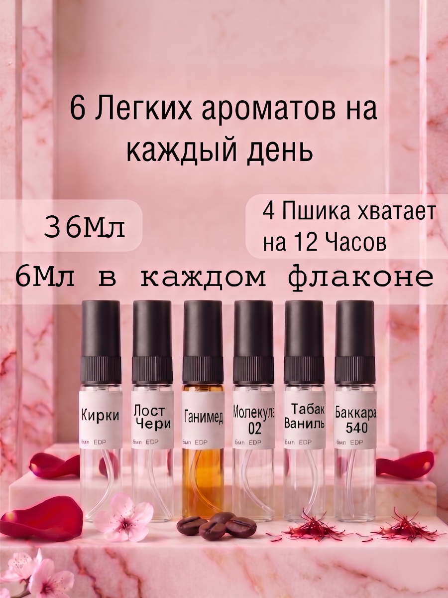 Духи женские стойкие набор пробников 6шт. по 6мл
