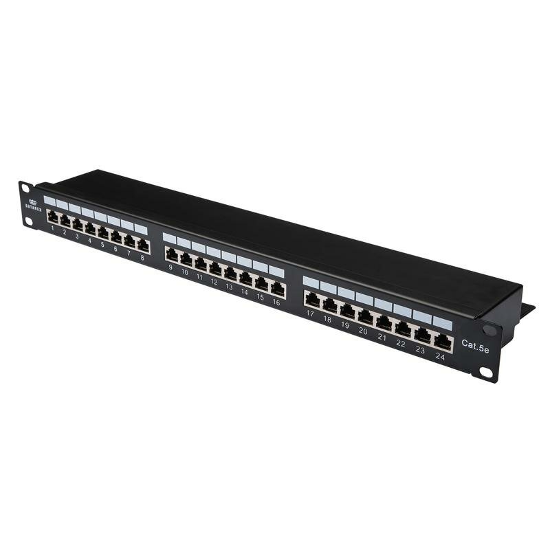 Панель коммутационная кат.5E STP 19дюйм 1U 24хRJ45 568A/В черн. Datarex DR-401120