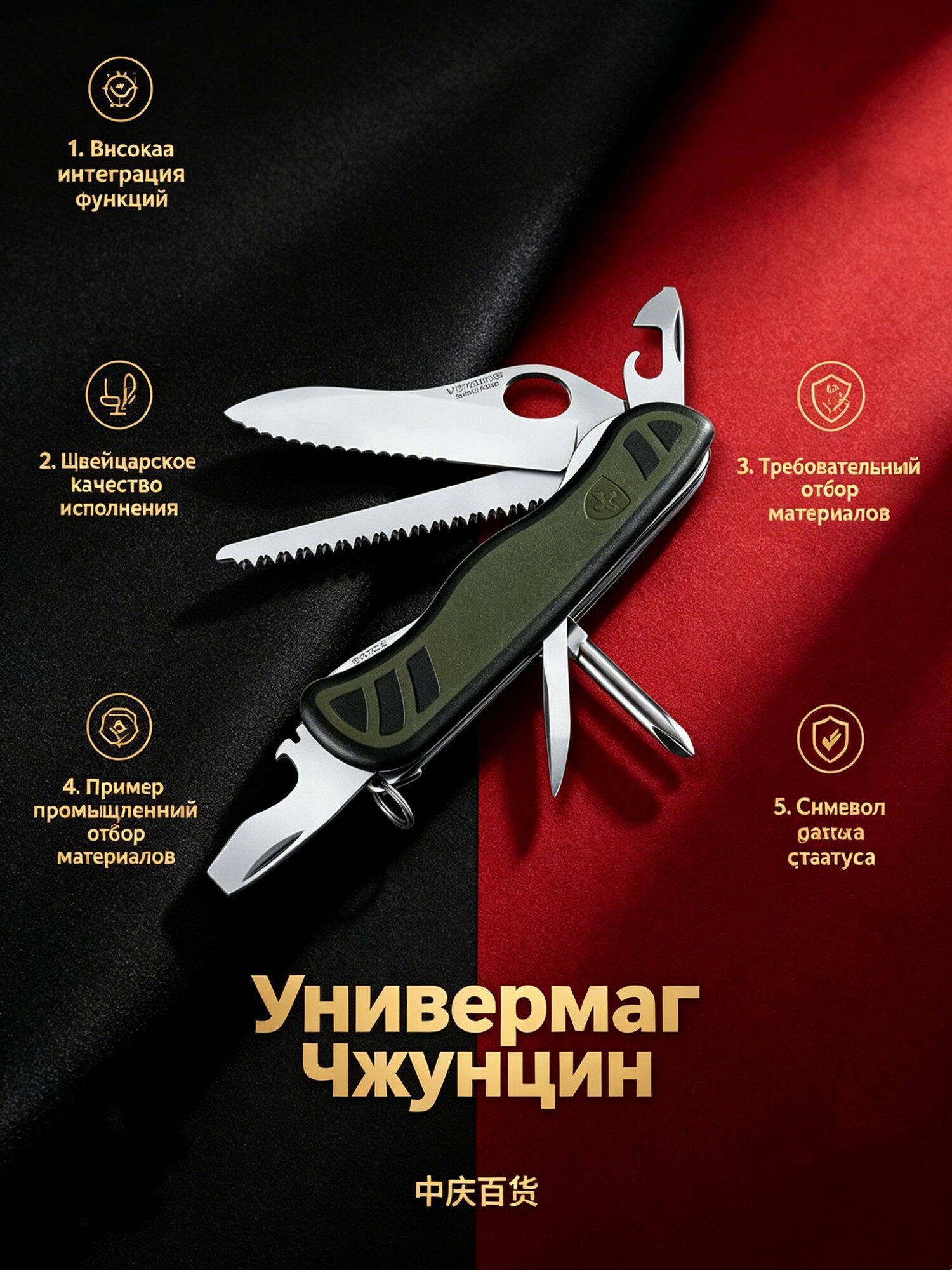 Нож перочинный Swiss Soldier's Knife 08 (10 функций) VICTORINOX 0.8461. MWCH