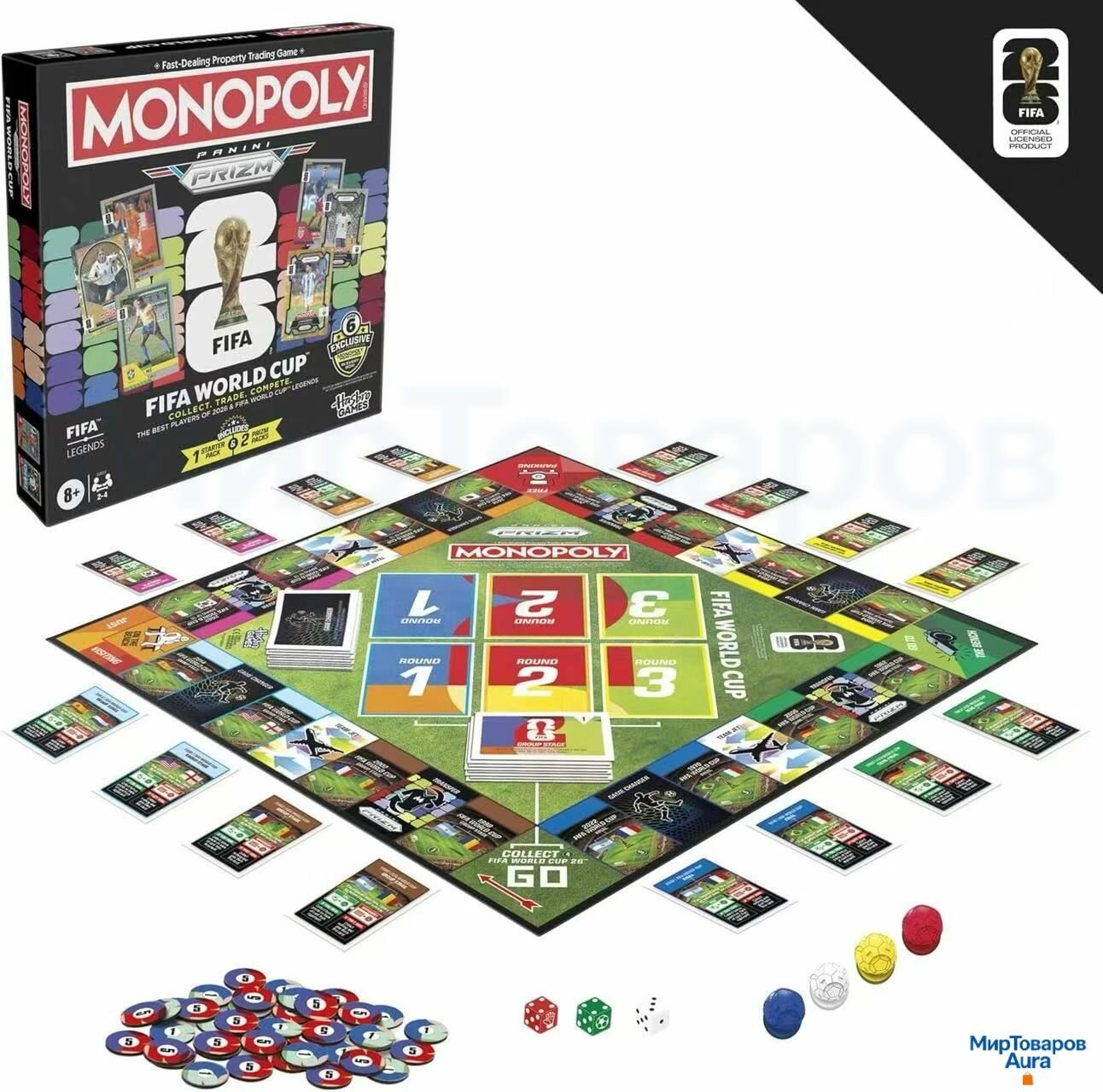 Настольная игра Monopoly Panini Prizm FIFA World Cup 2026 + карточки