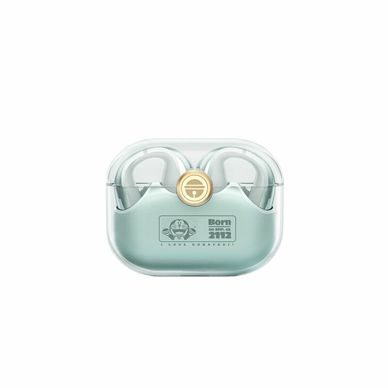 Наушники беспроводные с авторским дизайном Rock Doraemon Sound EarCuffs ULTRA OWS Earphones зеленые