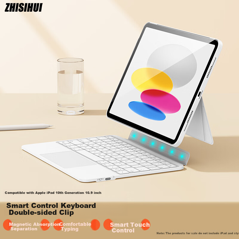 Zhisihui Совместимый 11-дюймовый iPad A16 Magic Keyboard с двусторонней клипсой магнитная откидная Bluetooth-клавиатура
