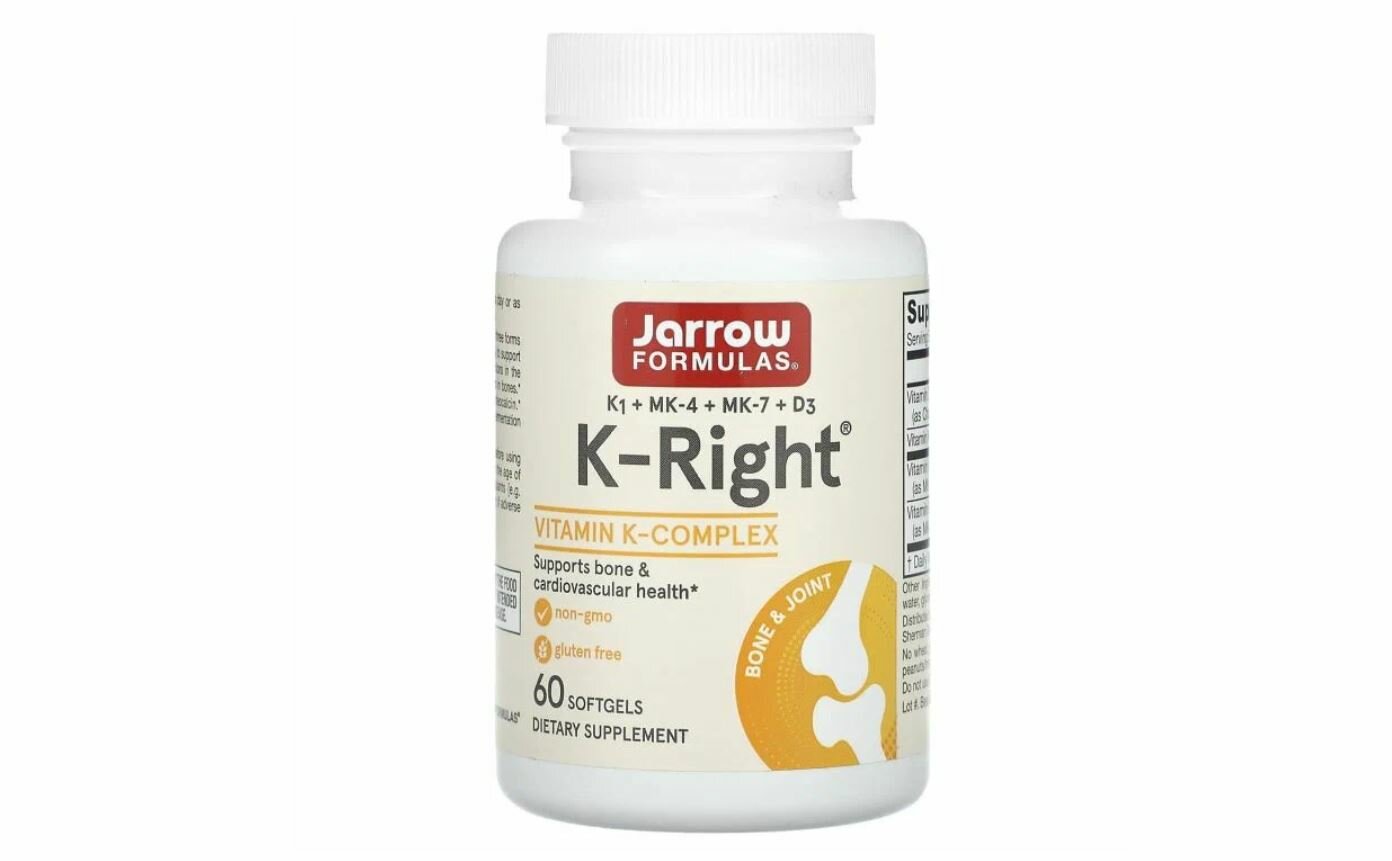 Jarrow Formulas, K-Right, Комплекс витамина K, 60 мягких капсул