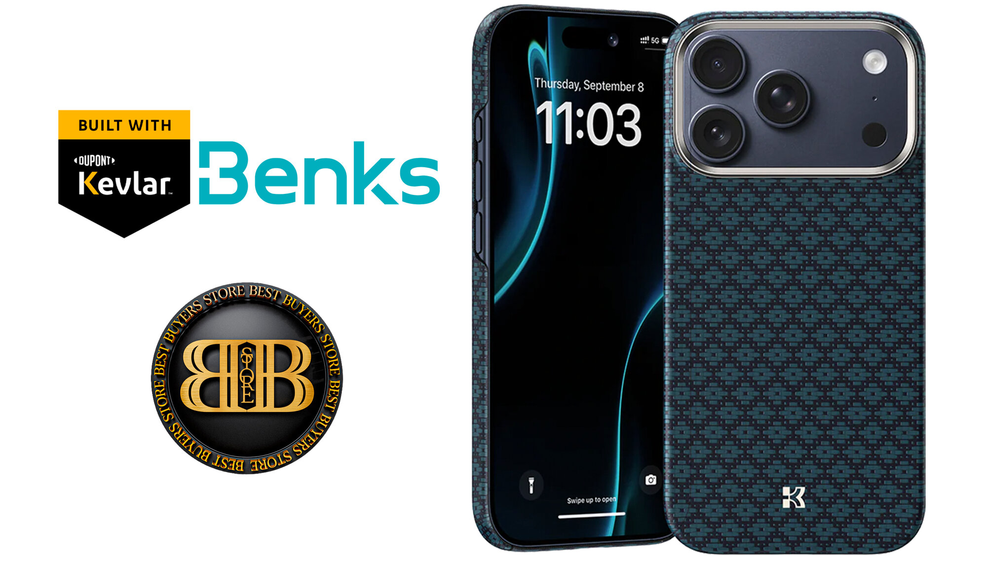 Чехол Benks ArmorGrid Case built with Kevlar® для iPhone 17 Pro 6.3", цвет синий Blue