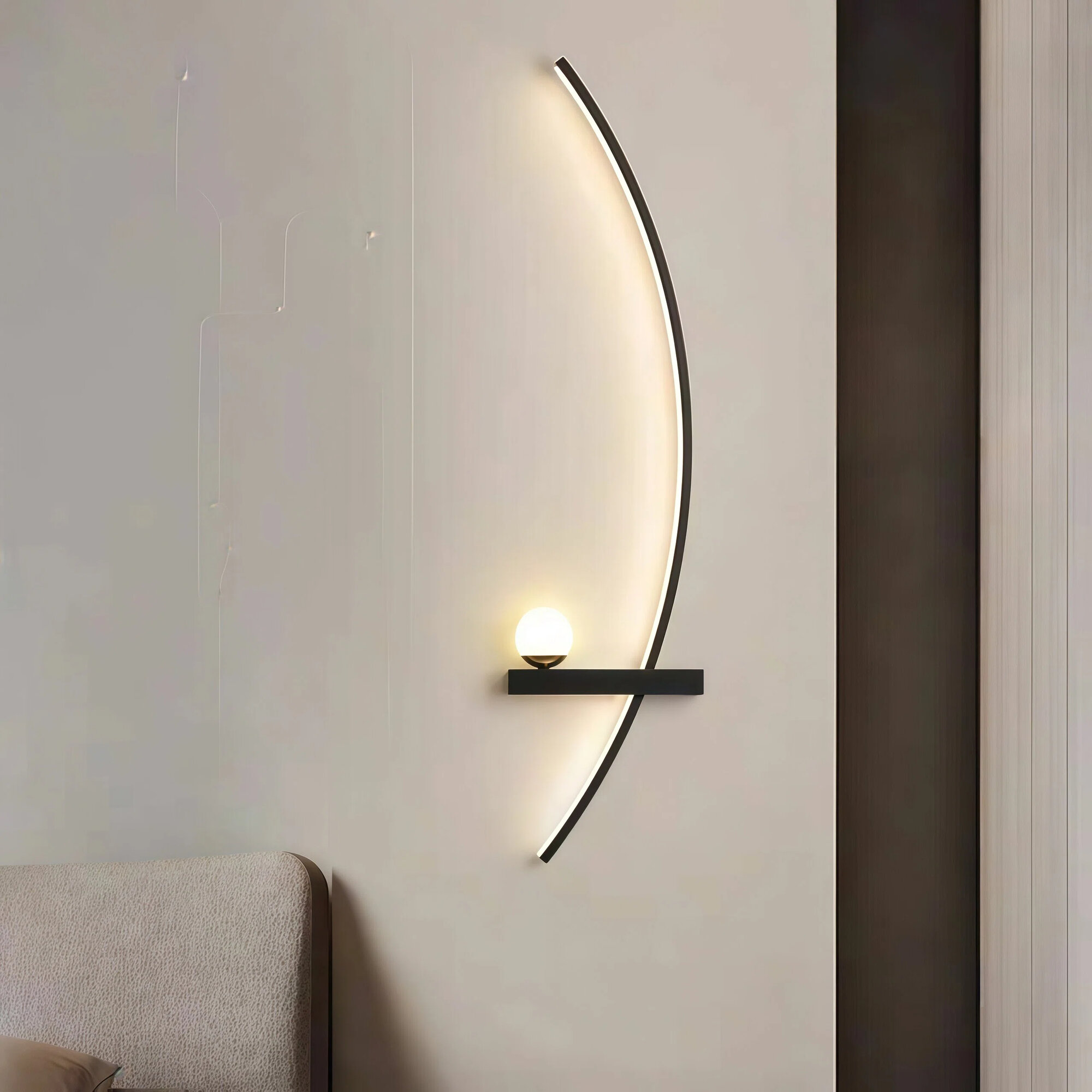 Светильник GloLight "Настенный бра", LED, черный, пластик, полукруглый, 12Вт