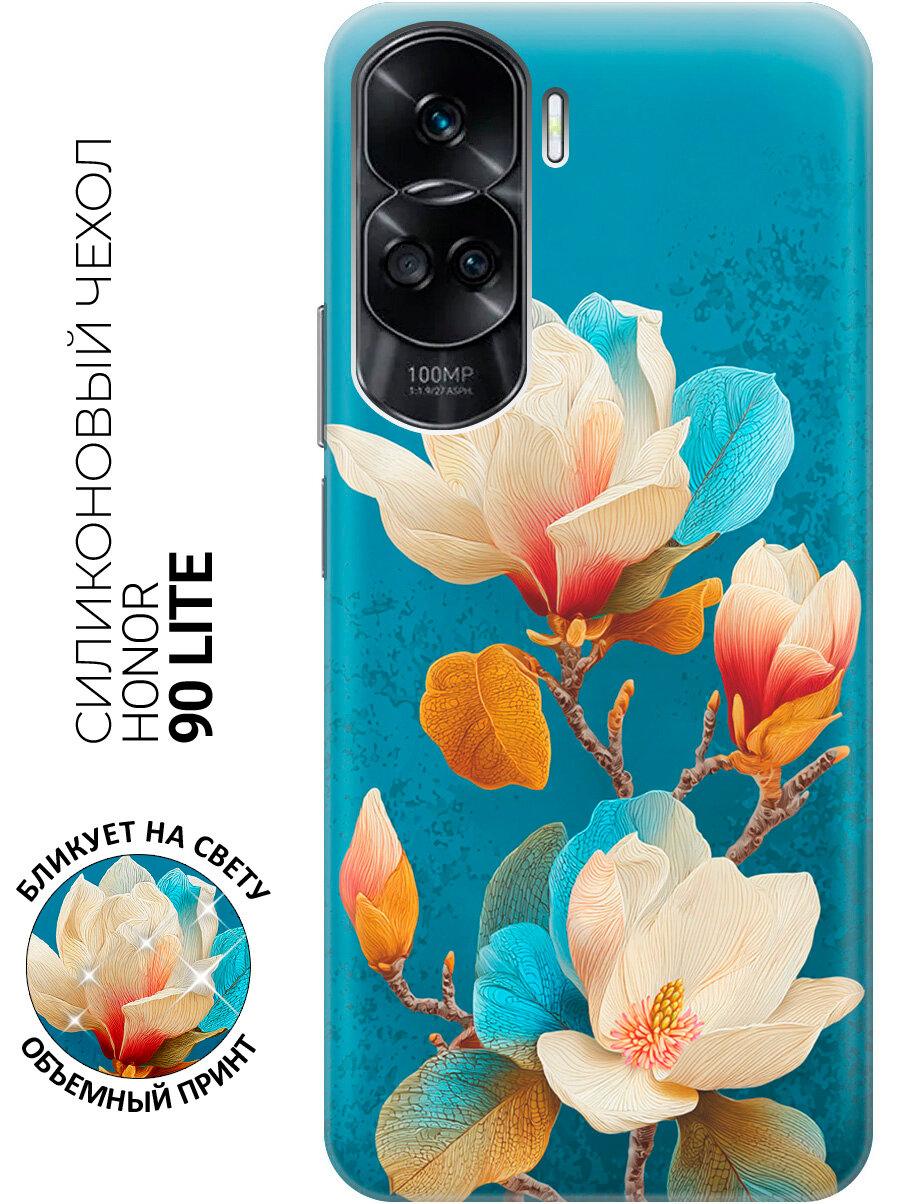 Силиконовый чехол на Honor 90 Lite с принтом "Нежная магнолия"