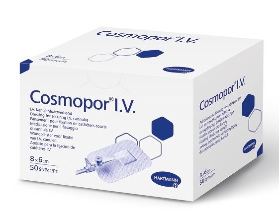 Повязки COSMOPOR IV/космопор АЙ ВИ 8Х6СМ N50 пластырного типа для фиксации канюль стерильные