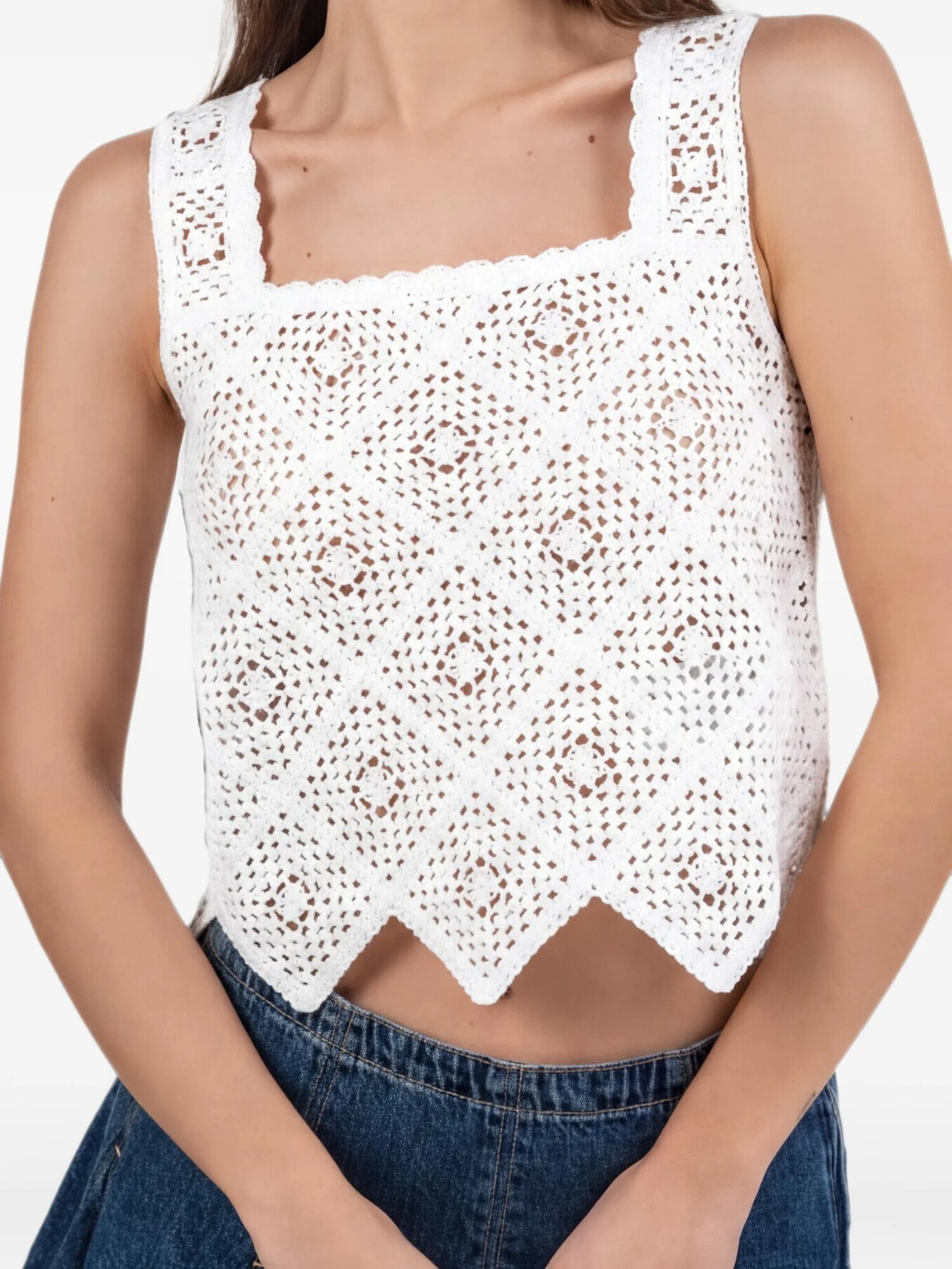 Топ Crochet-knit scallop-edge top