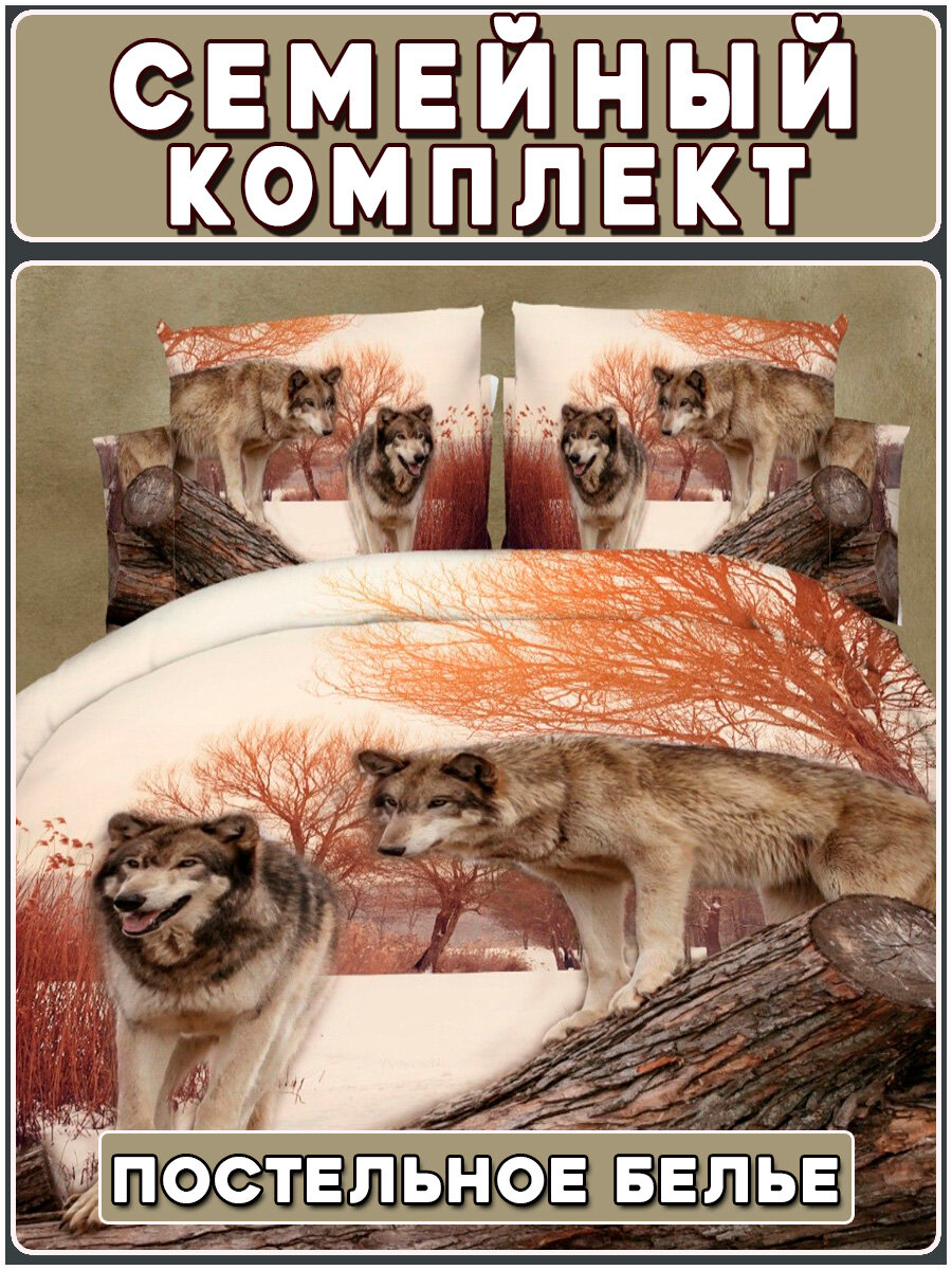 Постельное белье семейный ( 4 нав. 50*70 и 70*70) Сатин, Хлопок. Мир Текстиля