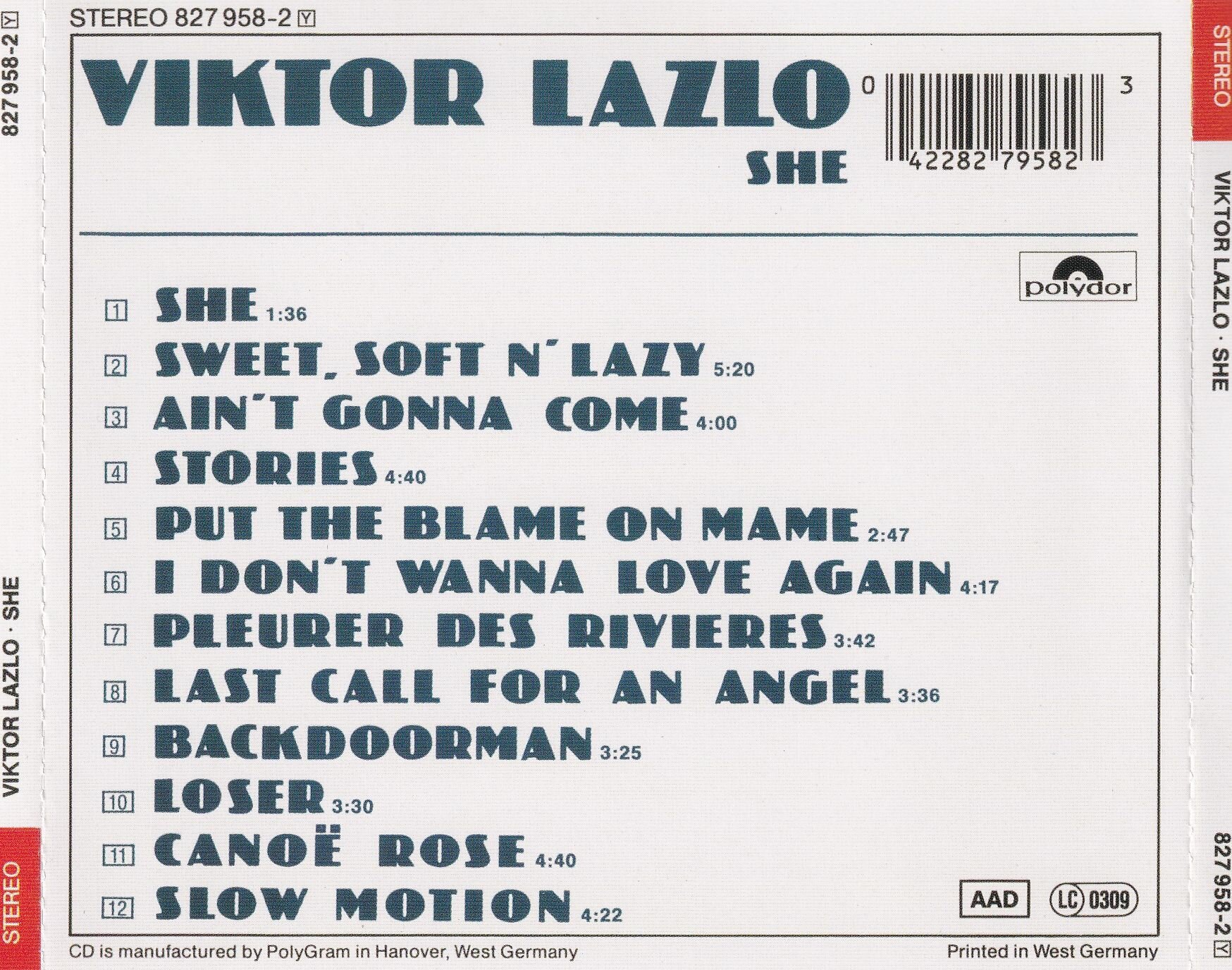 Viktor Lazlo - She, 1985, 4-page, CD-Аудио — фото 1
