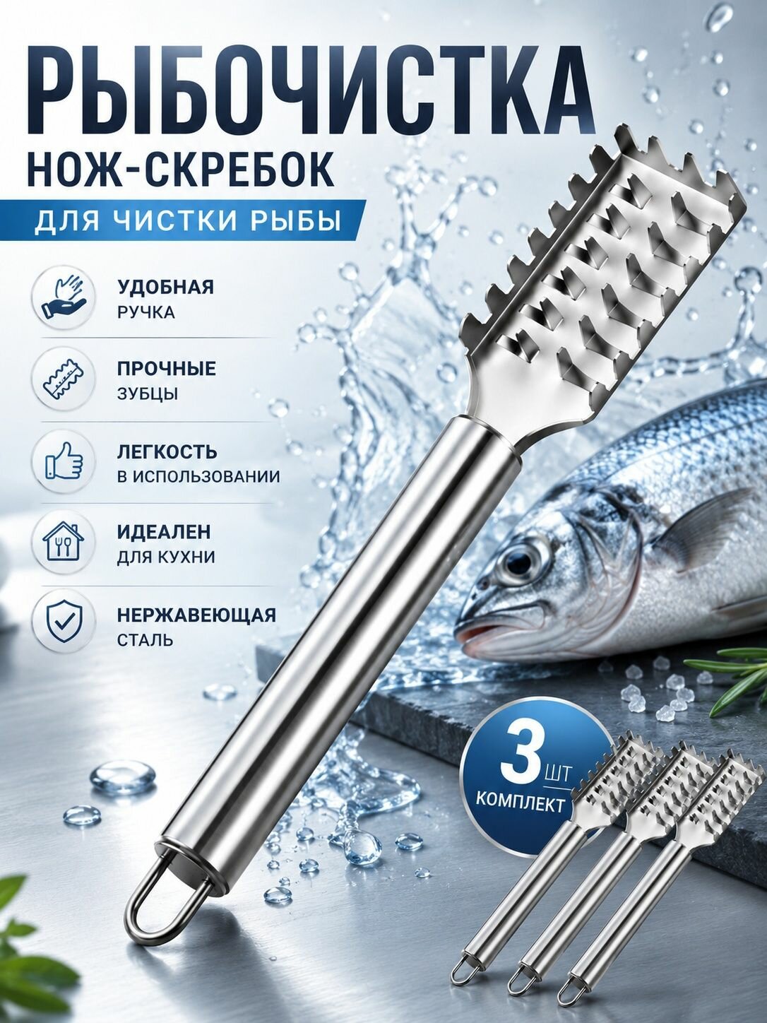 Рыбочистка, 3 шт