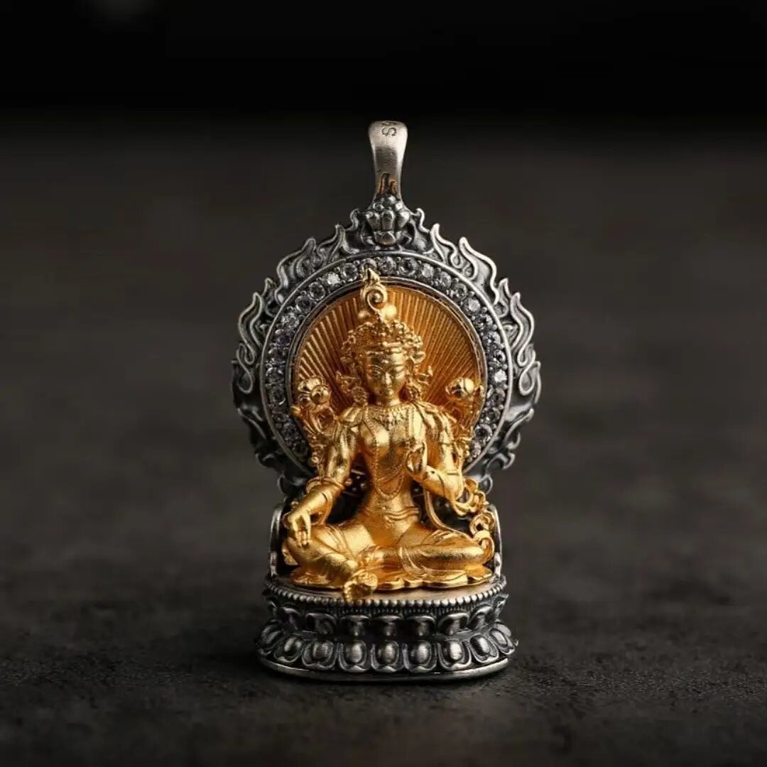 Антикварная статуя Богов-хранителей Green Tara - Tibetan