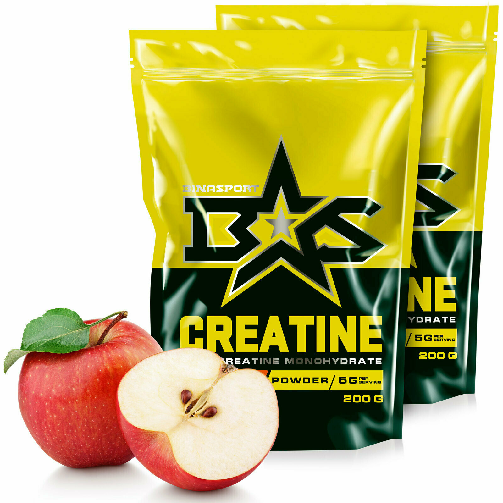 (2 УП!) Креатин моногидрат порошок Binasport "Creatine" 400 г со вкусом яблока
