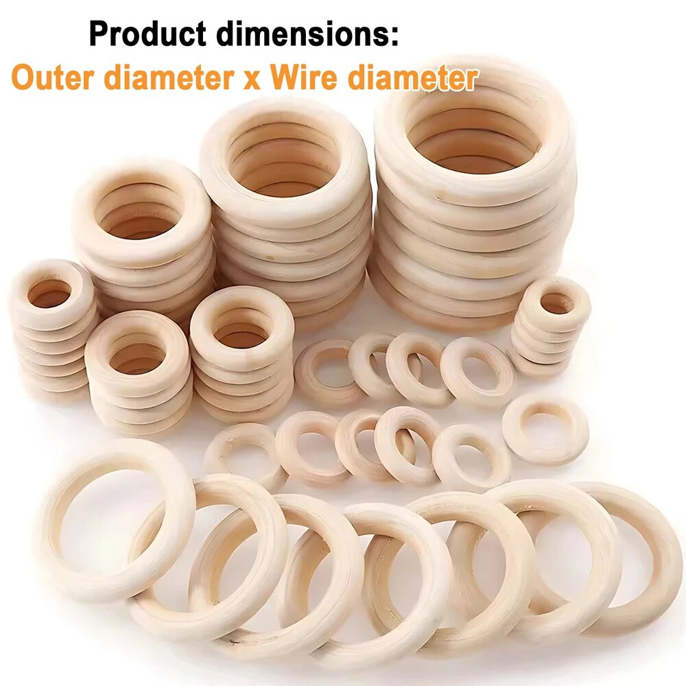 Незавершенные деревянные кольца для рукоделия 15-100 мм 15mmx4mm 50Pcs