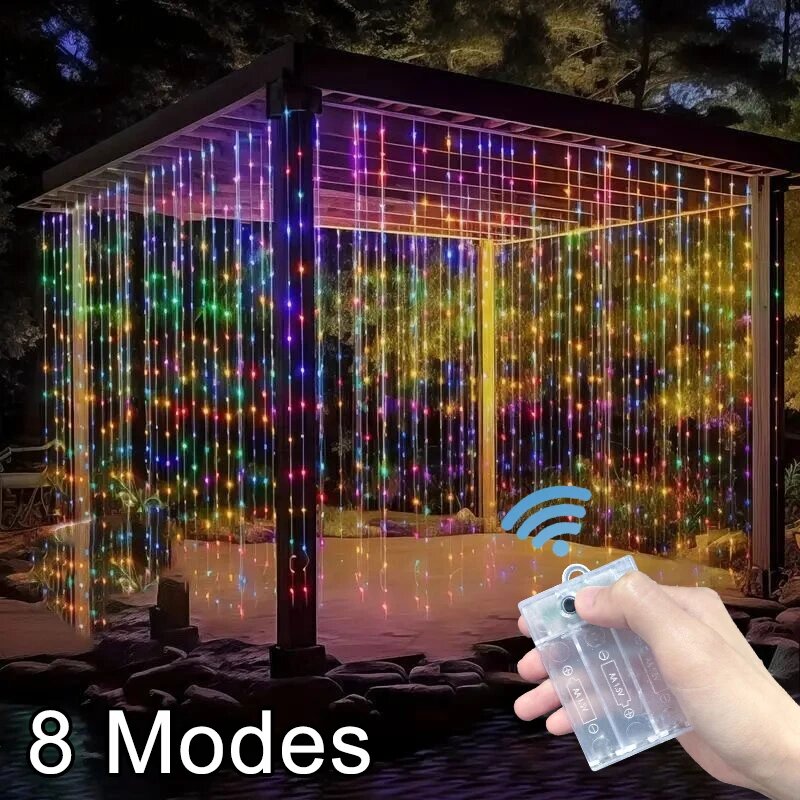 Светодиодная гирлянда-штора HNXADZ 8 режимов Multicolor, 3Mx1M 100LED