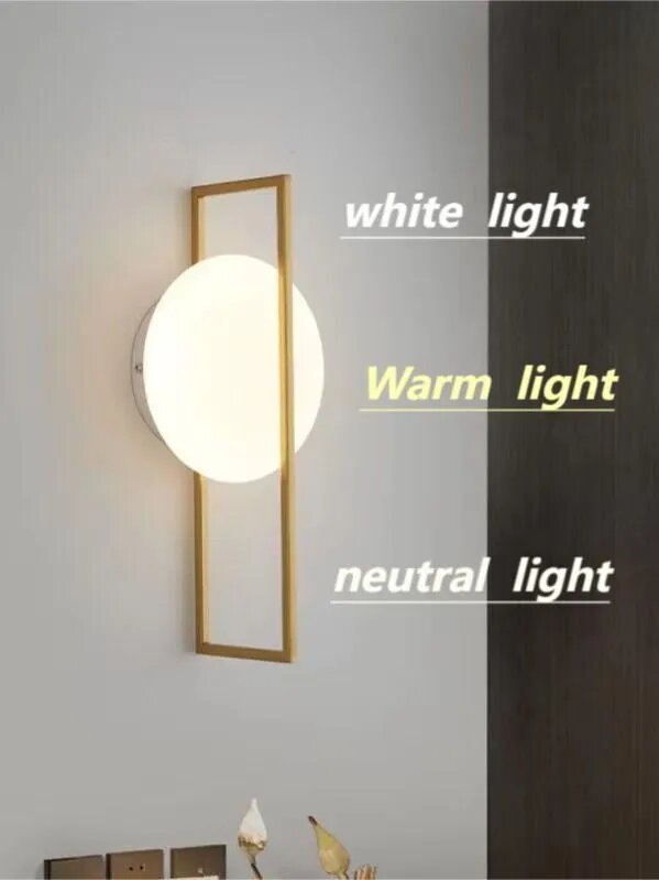 WINLAMS Настенный светильник, LED, 7 Вт, Золотой, Акрил, 3 цвета освещения