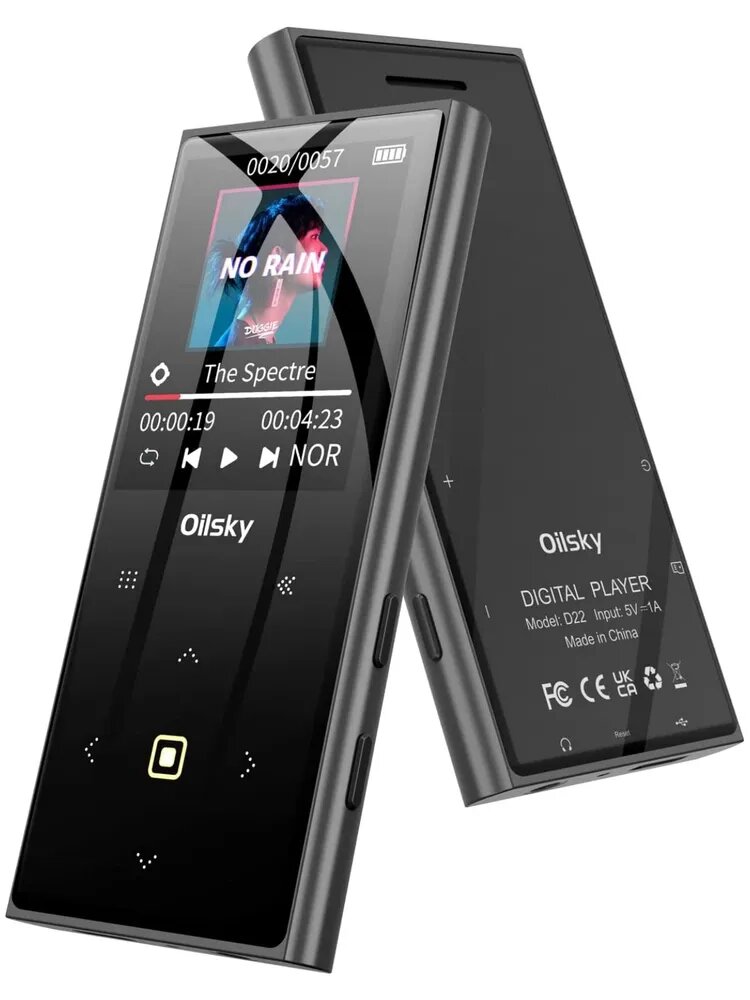 64GB Mp3-плеер Bluetooth 5.0, Oilsky портативный цифровой Lossless музыкальный плеер с FM-радио, встроенный динамик, сенсорная кнопка, диктофон, легкий для спорта, до 128 ГБ, наушники в комплекте