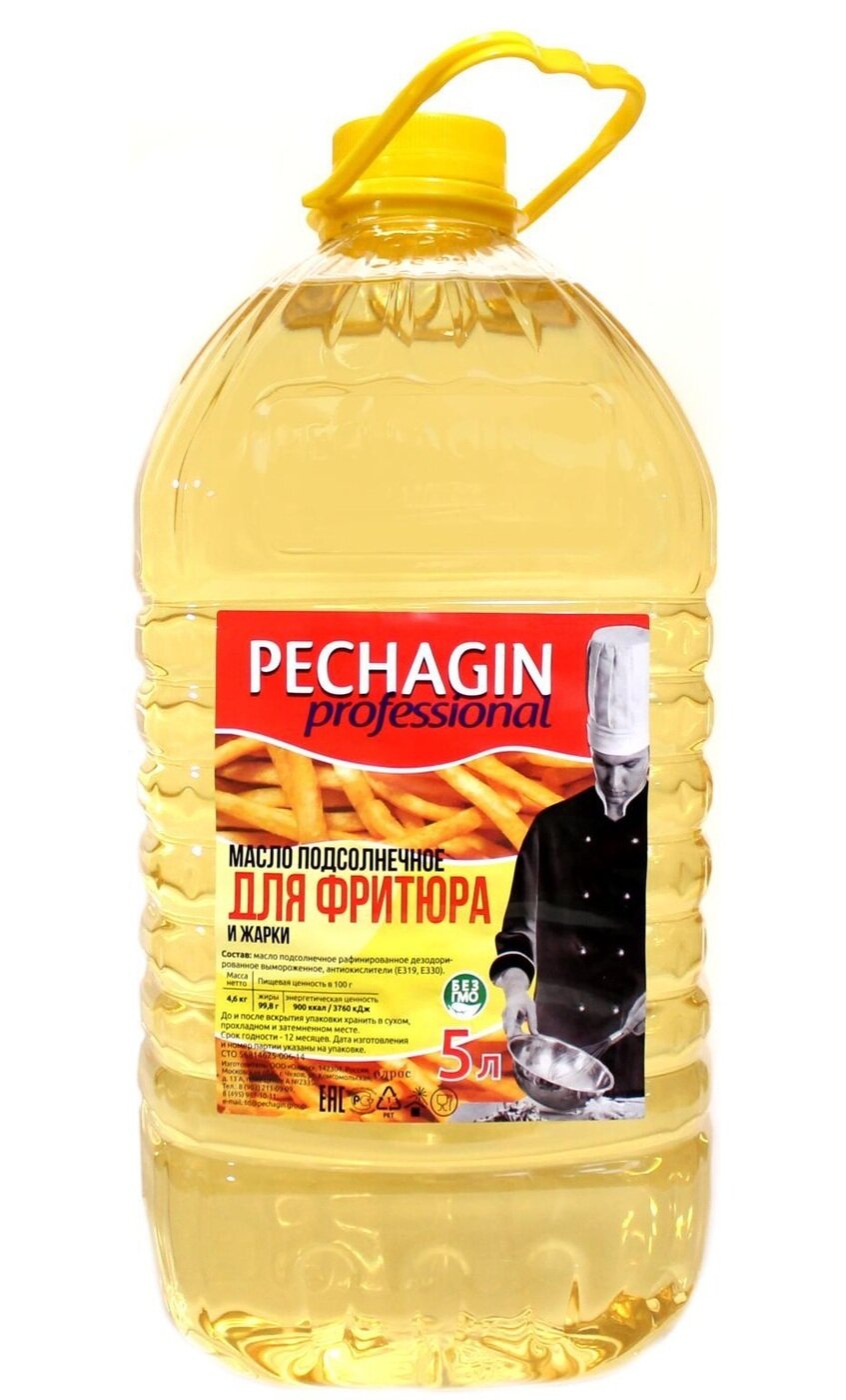 Pechagin Масло фритюрное подсолнечное рафинированное 5 л.