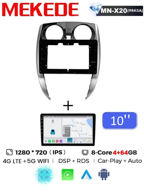 Магнитола Mekede MN X20 Pro 4+64G 10.2 дюймов Nissan Note 2 E12 2012-2021