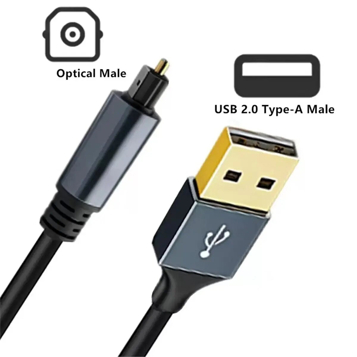 Цифровой оптический аудиокабель USB A 2.0 - Toslink