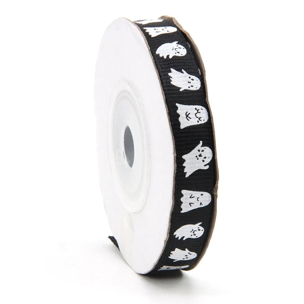 Полиэстерная лента Хэллоуин 10 ярдов Black White-11-1cm