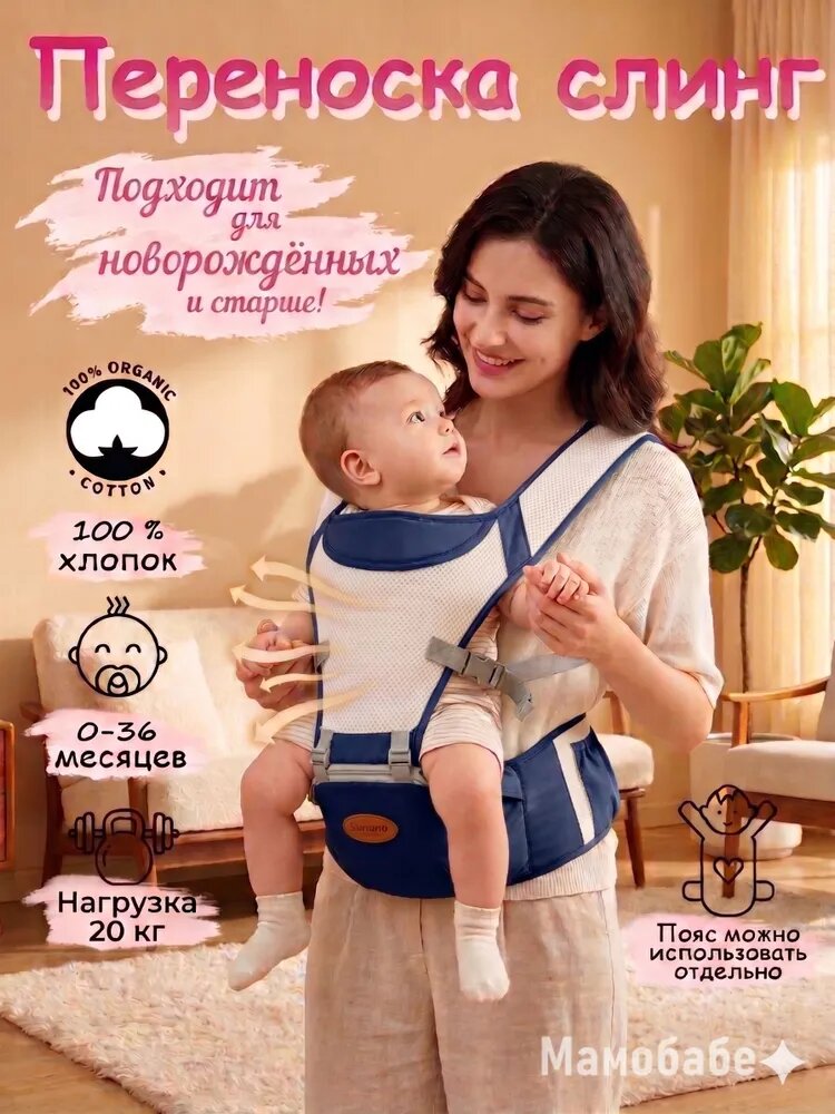 Эргорюкзак кенгуру для новорожденных, слинг 2 в 1. эргорюкзак для малышей от 0, Рюкзак-переноска детский эргономичный
