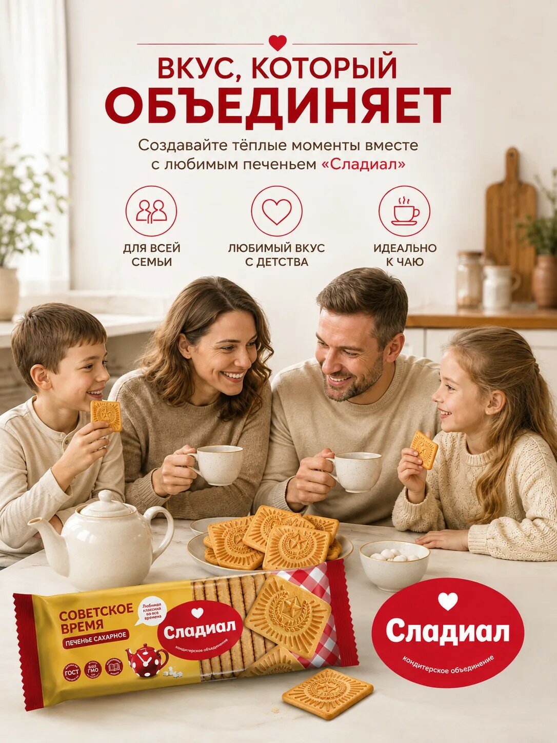 Печенье "Сладиал" Советское время 390г — фото 1