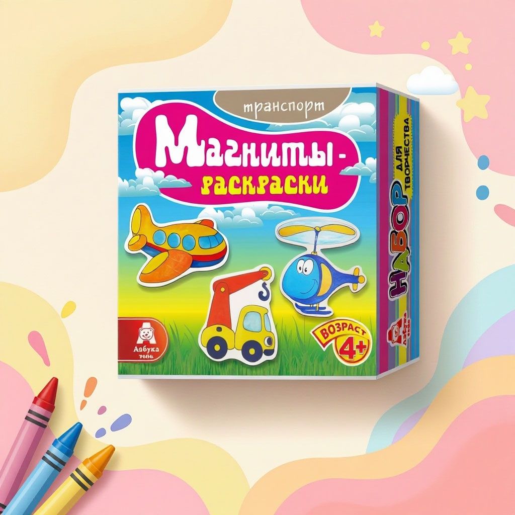 Набор для творчества Азбука тойс "Магниты-раскраски", простые и понятные формы