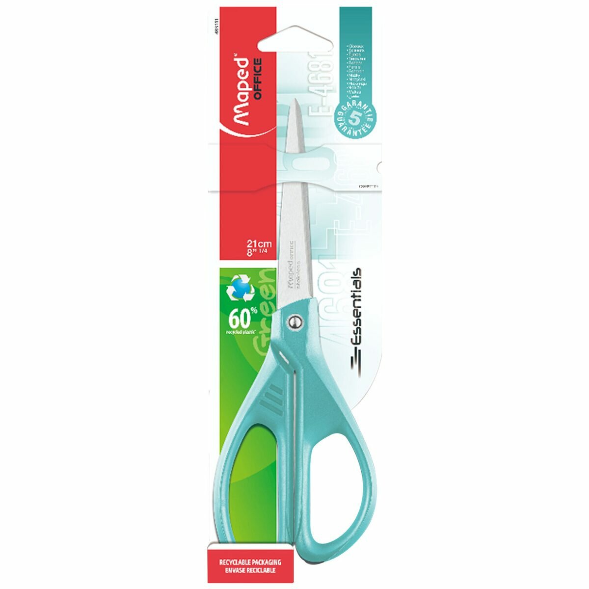 Ножницы Maped Essentials Color 210мм, бирюзовые, эргономичные ручки (468111)