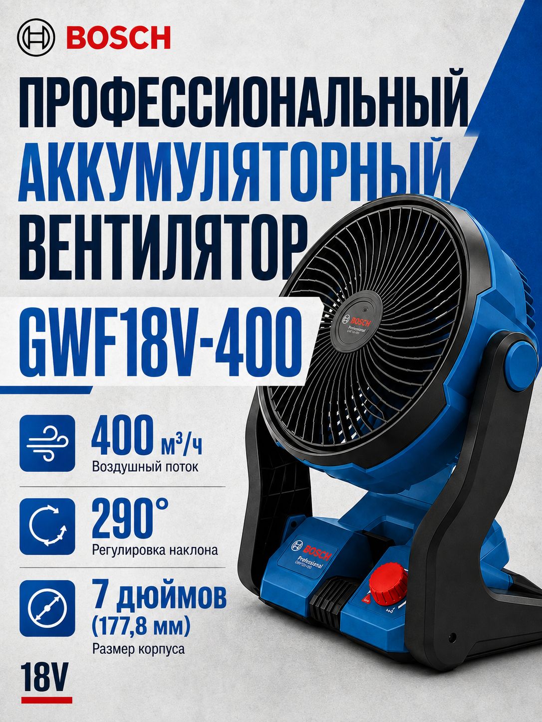 Bosch вентилятор GVF18V-400, синий