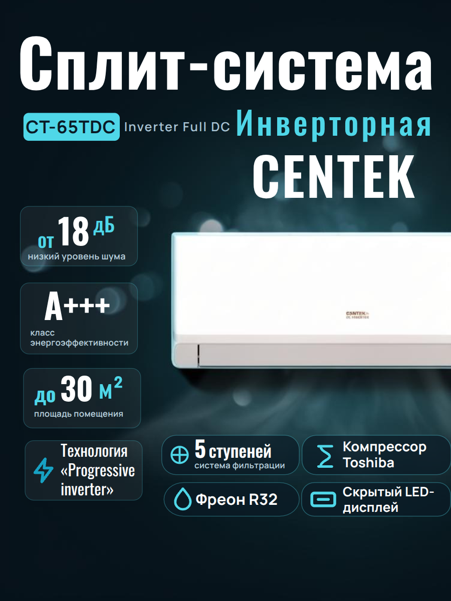 Сплит-система Full DC Inverter CT-65TDC10 до 30 м² А+++, компрессор Toshiba GMCC