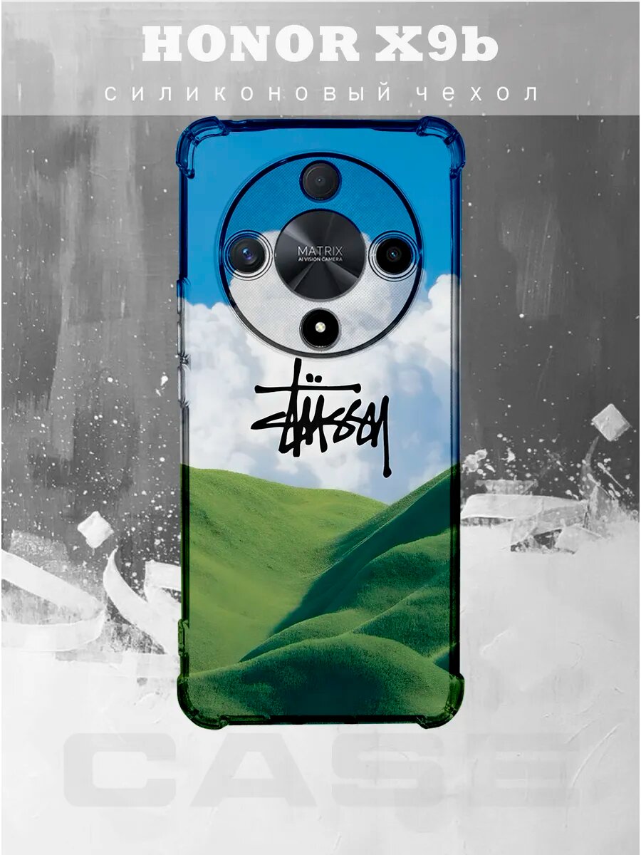 Чехол на HONOR X9B с принтом пейзаж эмблема Stussy