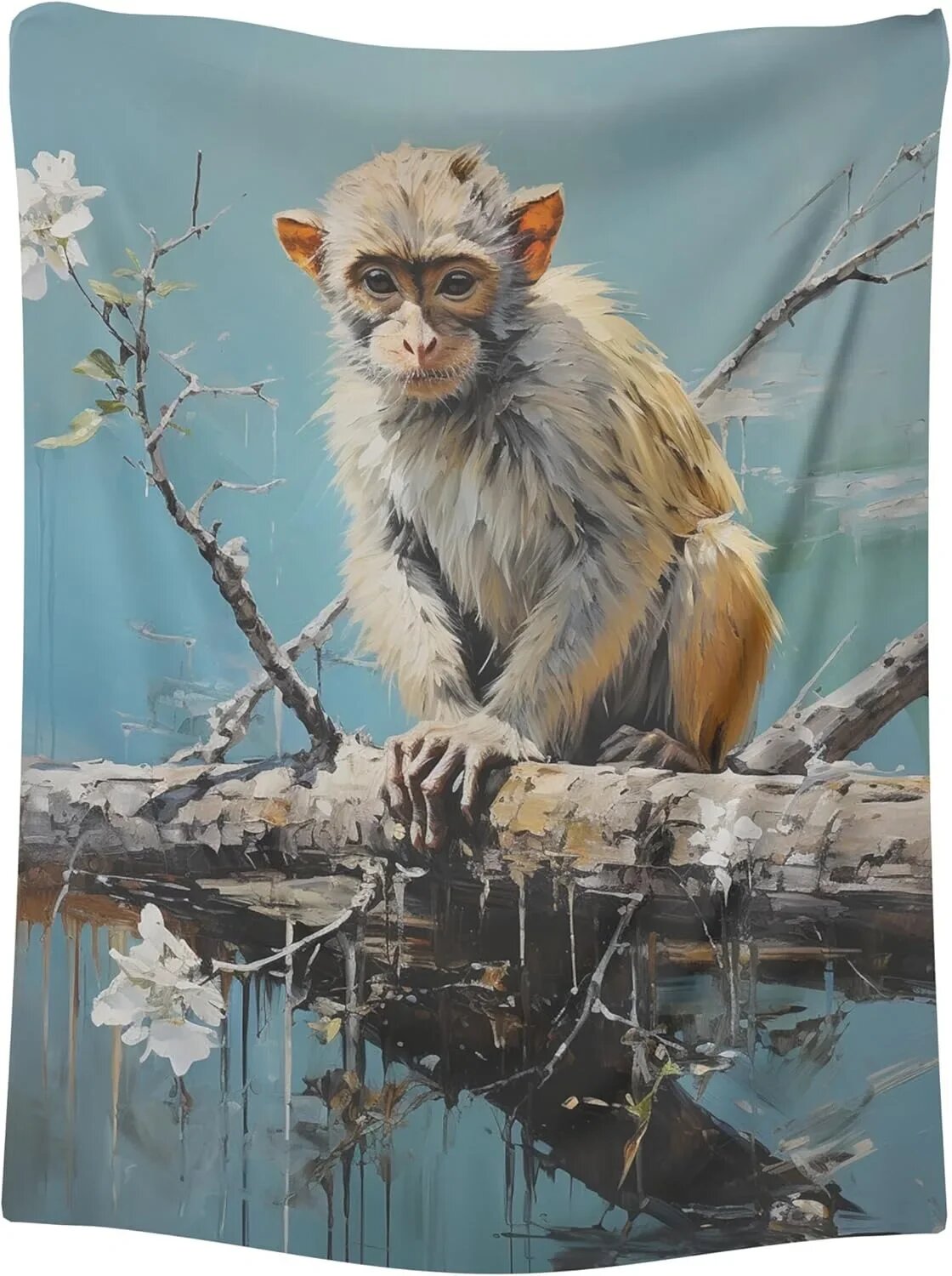 Кораллово-флисовое одеяло с принтом белого тигра 70x100cm, TY12
