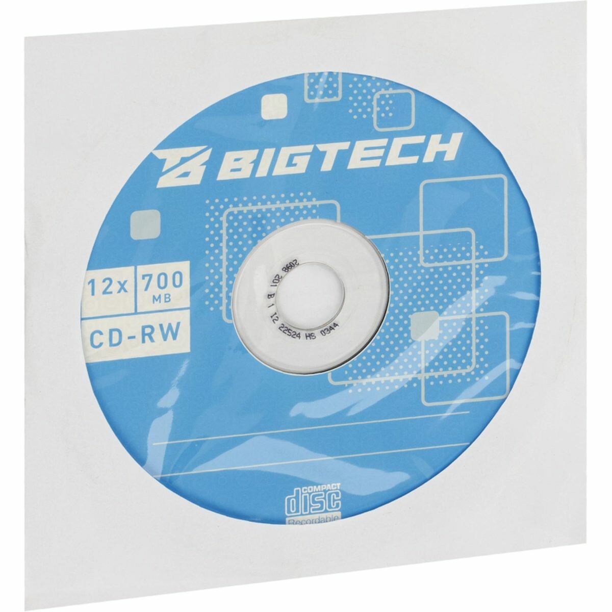 Оптический диск CD-RW Bigtech YCDRWB003 700Мб, 12x, конверт белый (1953096), 1шт.