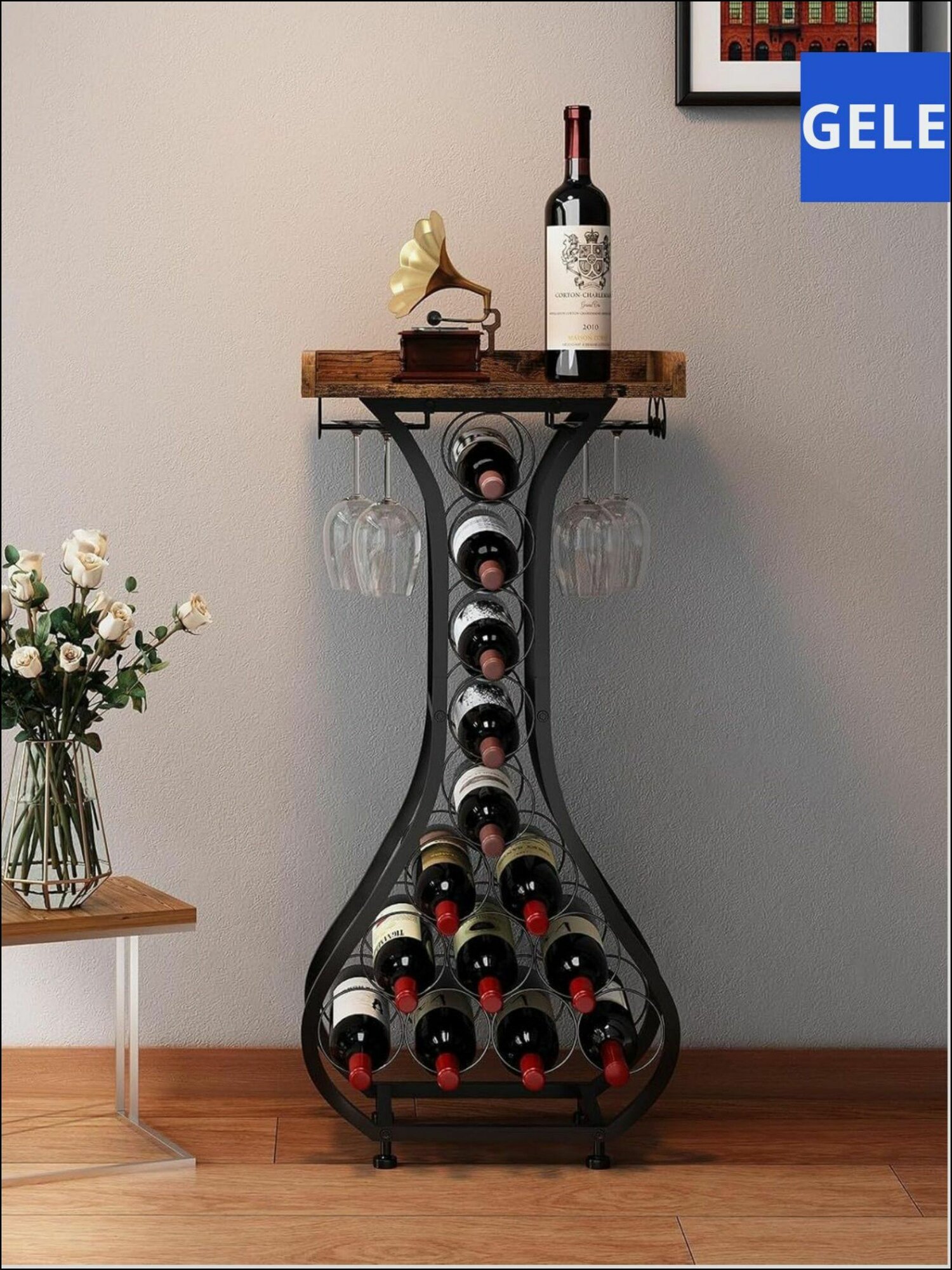 Узкий винтажный шкаф для хранения вина Напольный винный шкаф в современном минималистичном стиле Размеры: 90x30x42 см