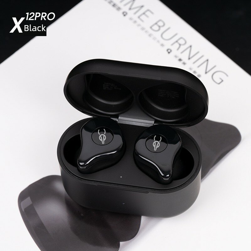 Беспроводные наушники X12PRO с шумоподавлением — комфортная посадка, черная цветовая гамма для спорта
