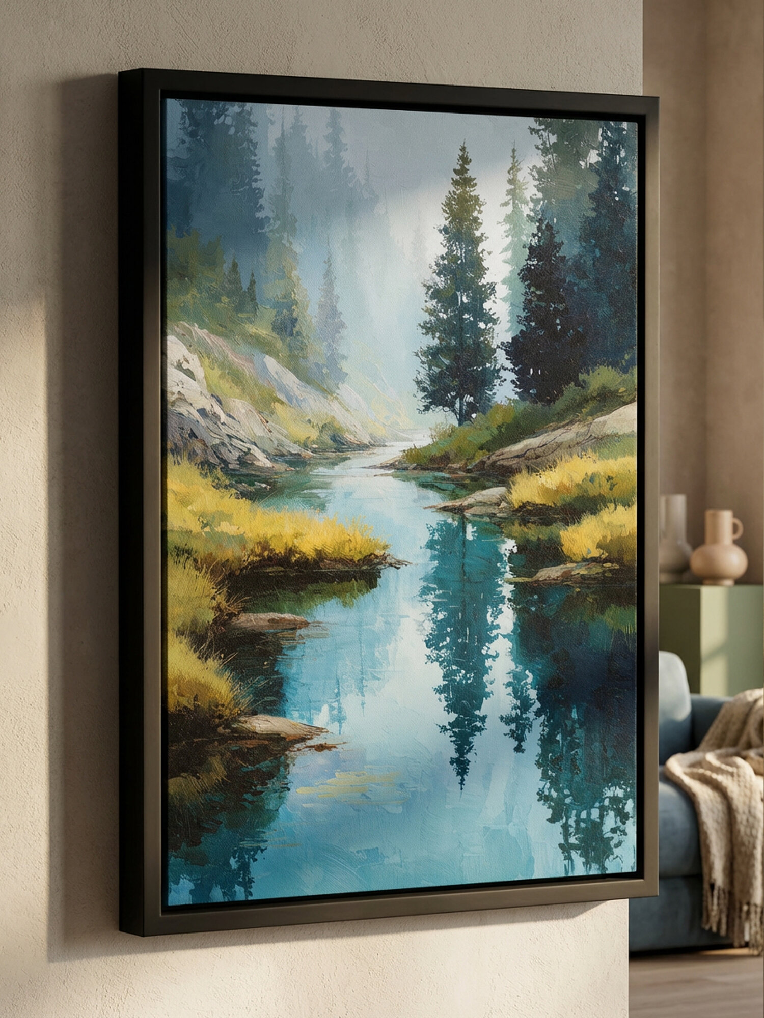 Картина в тёмной раме Postermarket "Пейзаж" на холсте в раме, 50x70 см