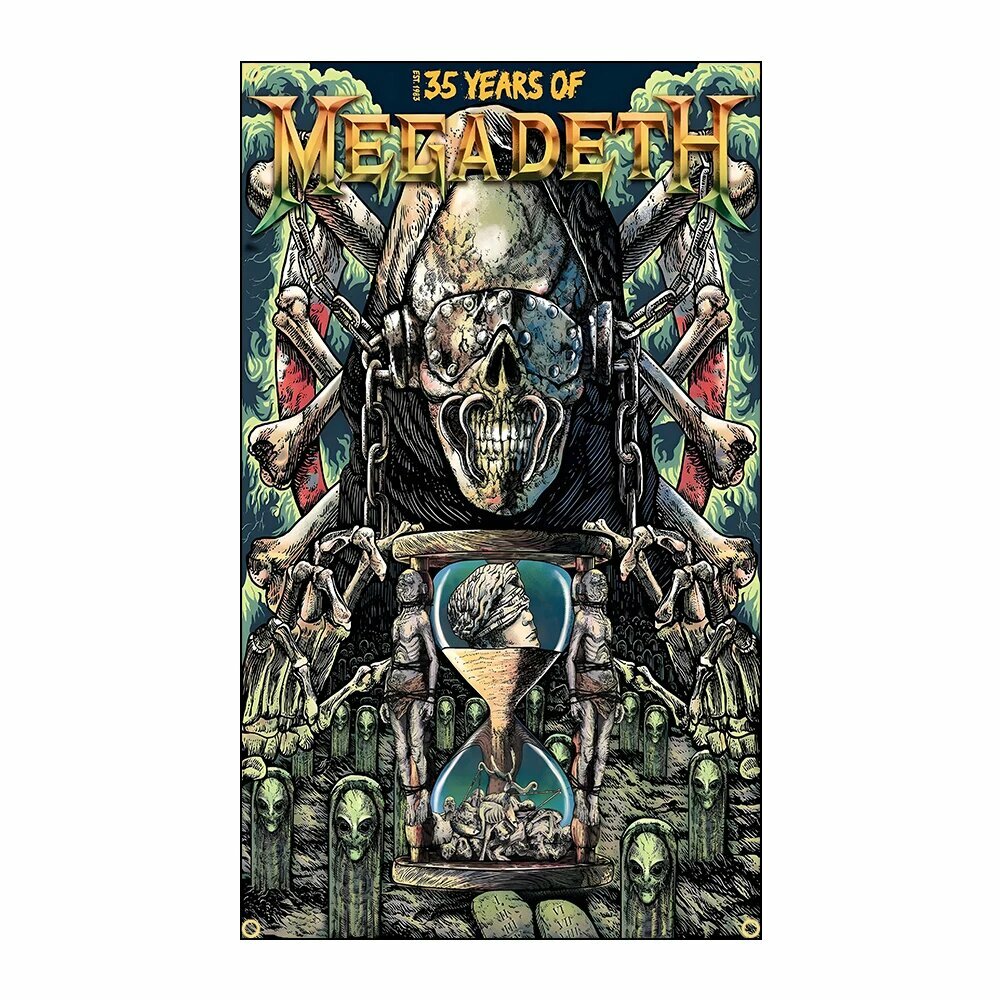 Флаг Megadeth 90x150 см, темно-зеленый, 4 люверса