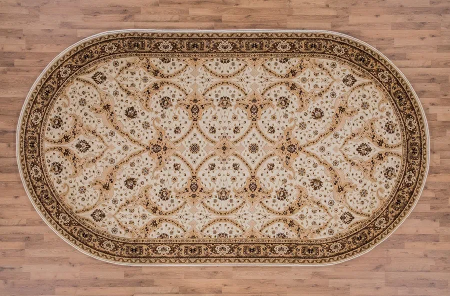 Ковер Floare-Carpet на пол в гостиную, спальню, детскую, натуральный, шерстяной, бежевый/кремовый/оливковый, 2x3.5 м