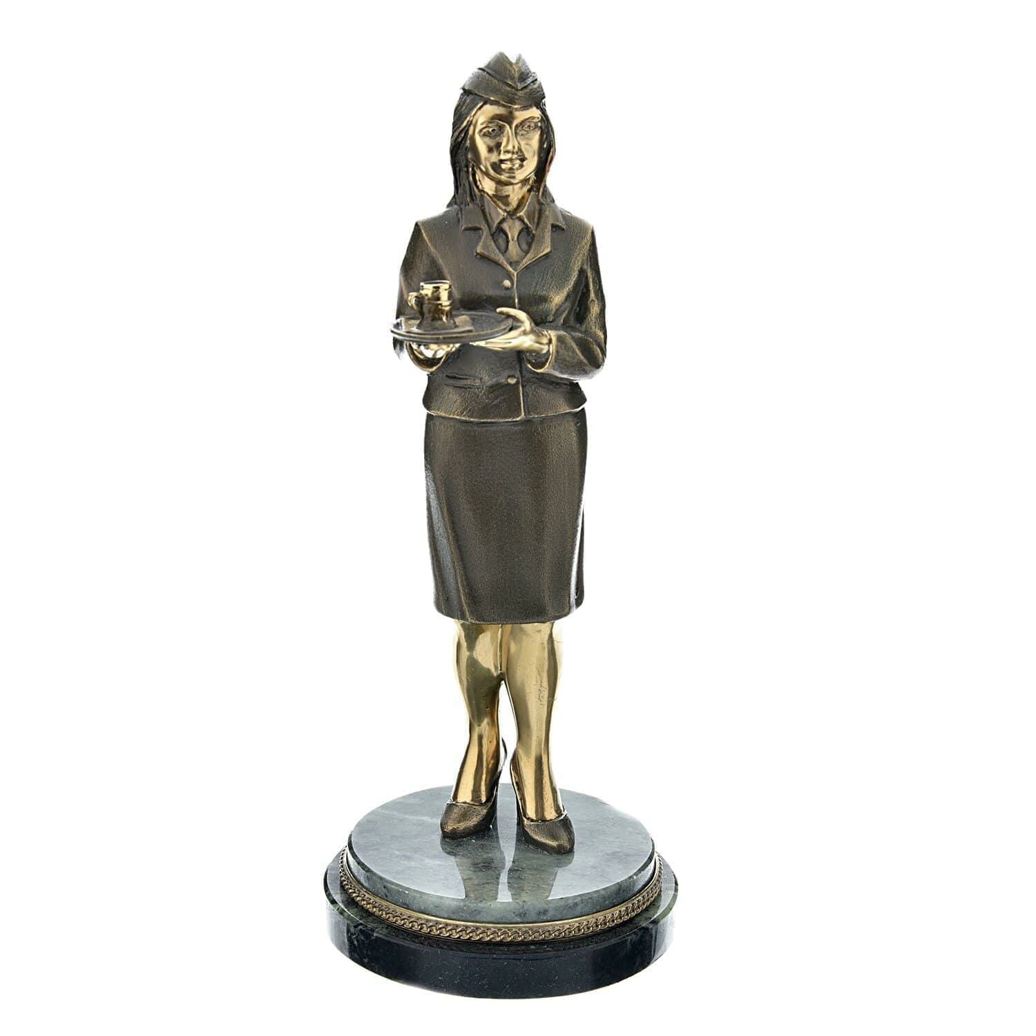 0037805 Бронза Скульптура "проводница" Змеевик (4.302)