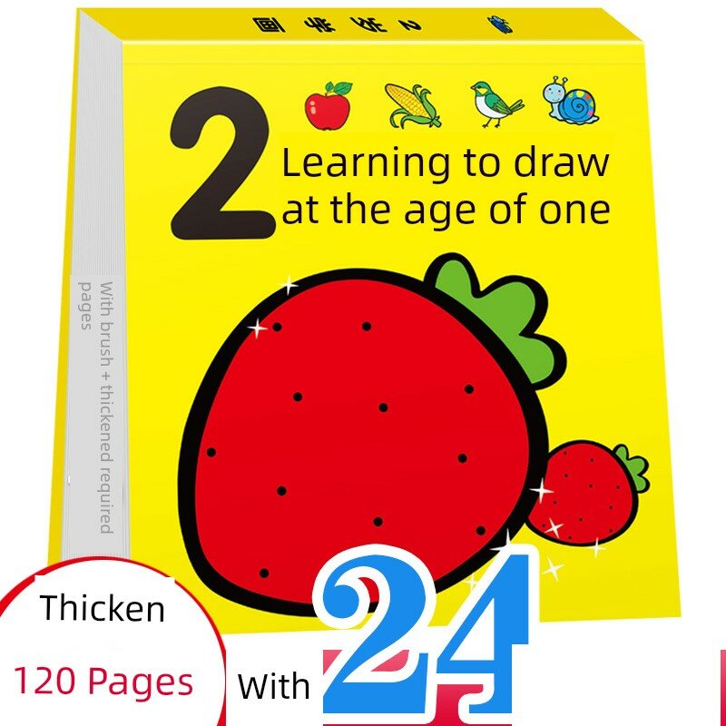 Книга по рисованию 2-летних детей с набором 24 цветов масляных карандашей - обучающее занятие для малышей
