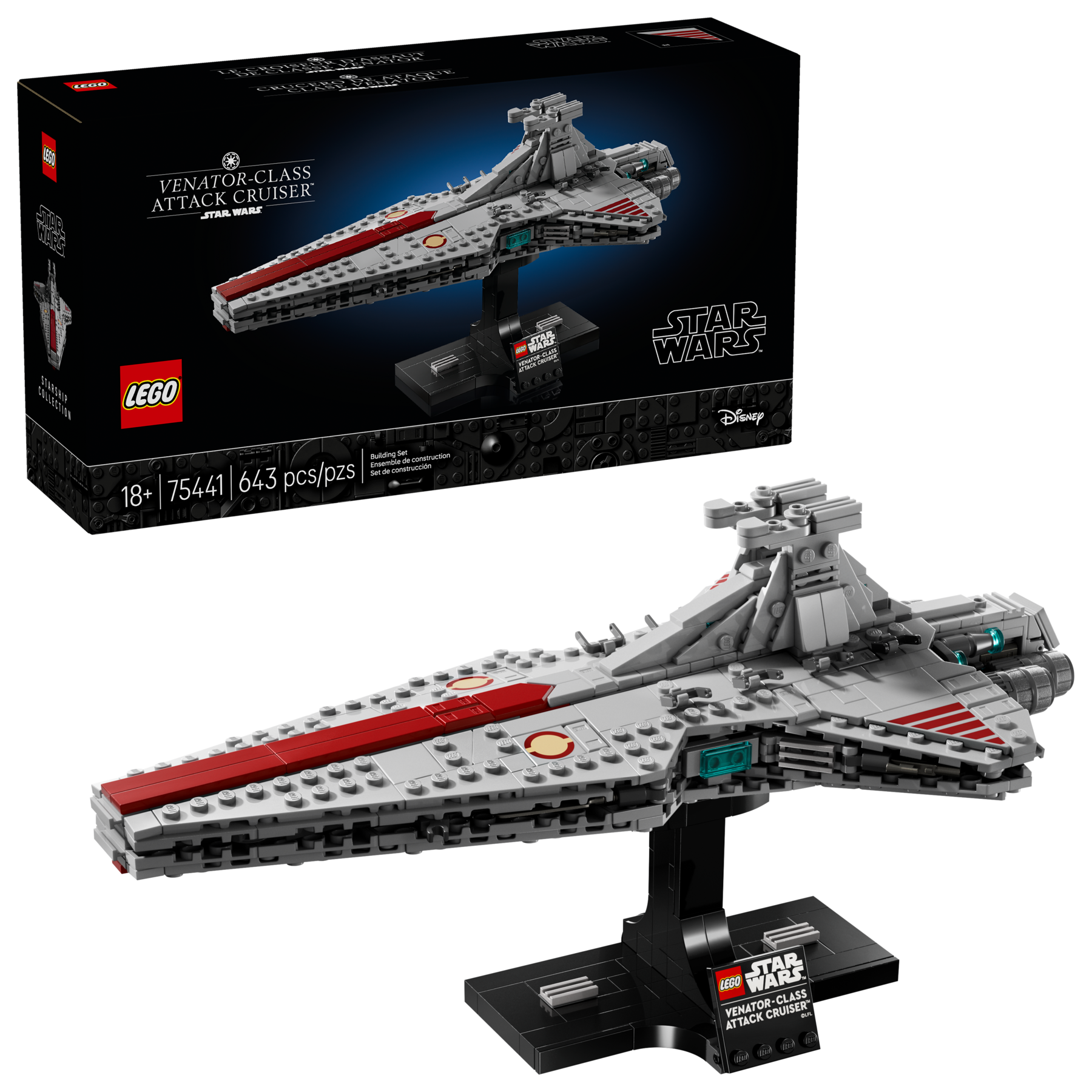Конструктор LEGO Star Wars Атакующий крейсер «Венатор» 75441, 643 детали, от 18 лет