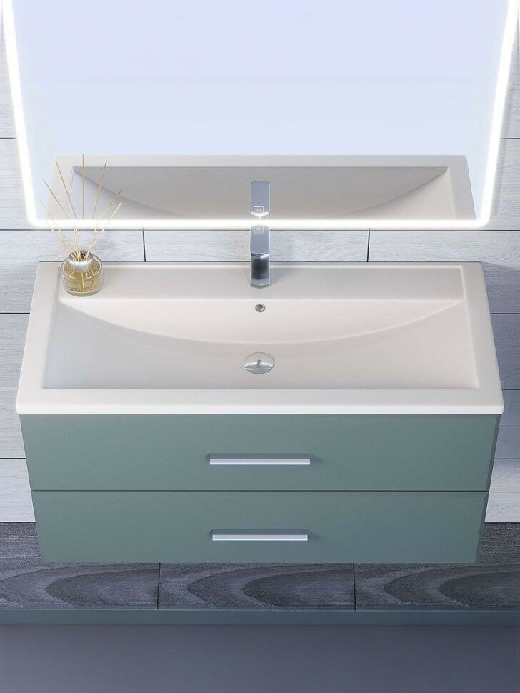 Раковина для ванной кварцевая Uperwood Foster Quartz 100х45,5х17,5 см, белая матовая, жасмин