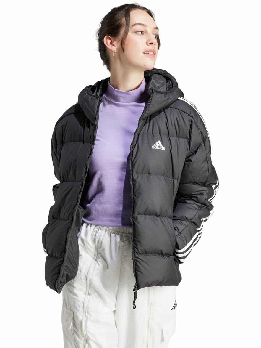 Пуховик Essentials 3-Stripes Mid Down Hooded Jacket W