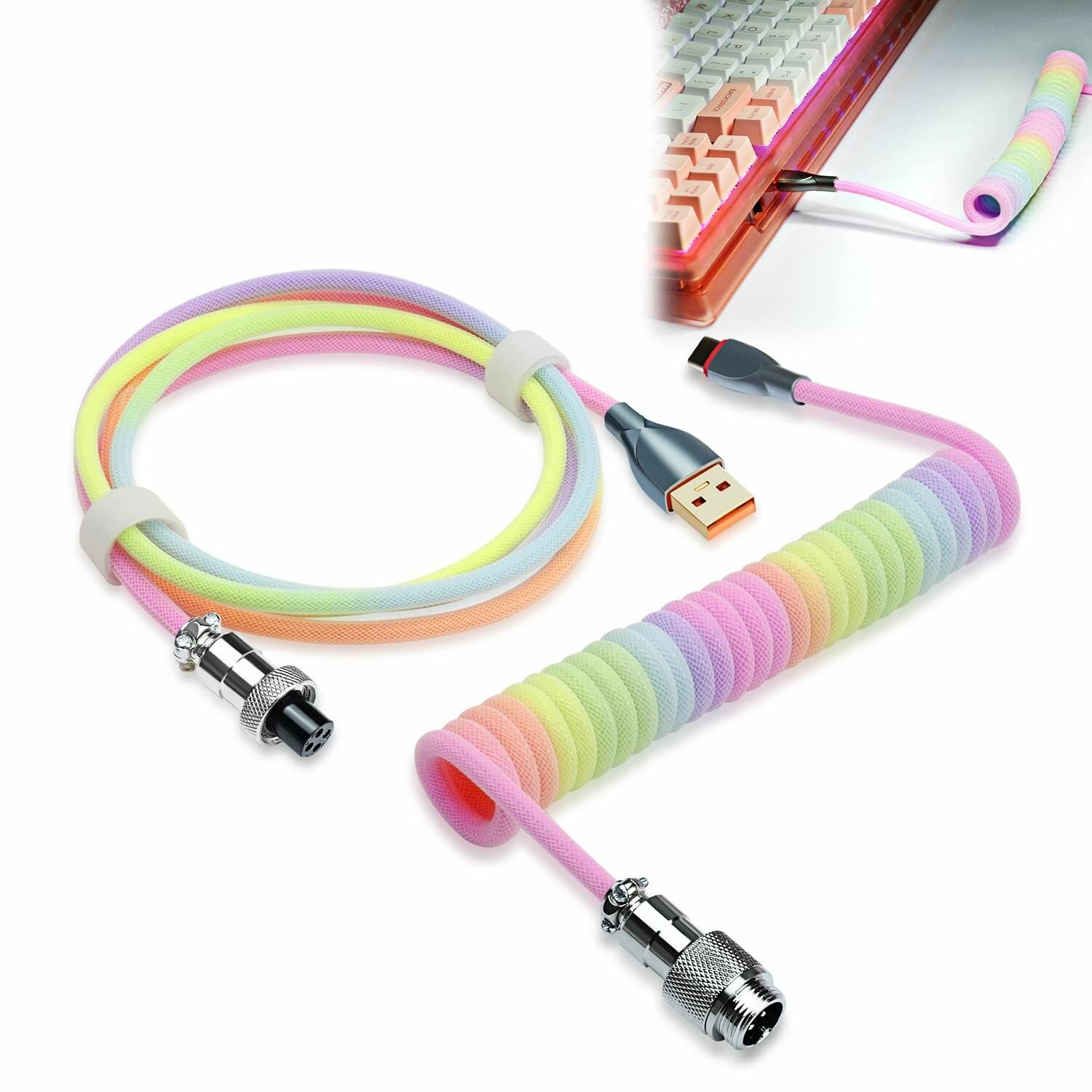 Bravace Кабель для подключения периферийных устройств USB Type-C/USB 3.0 Type-A, 1.8 м, розовый, желтый