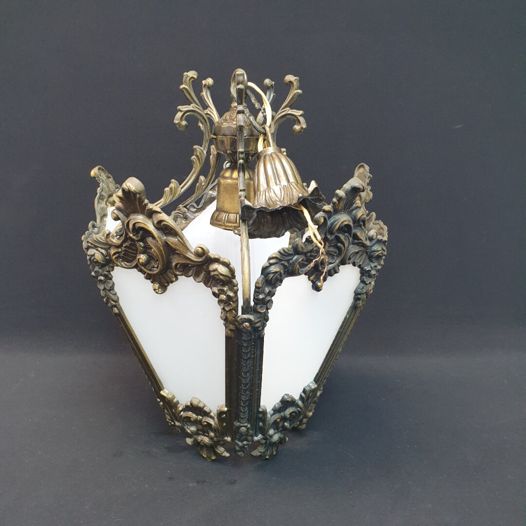 Винтажная люстра - светильник, 40см, бронза, литье. Завод Мценский завод алюминиевого литья